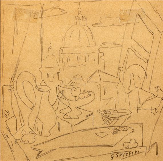 Gino Severini | Still life in front of the dome of St. Peter (1943 ...