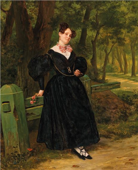 Michel-Martin Drolling | A Lady with Roses and Lorgnette in a Park ...