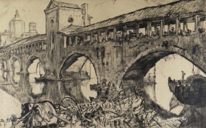 Frank William Brangwyn | Old Bridge at Pavia | MutualArt