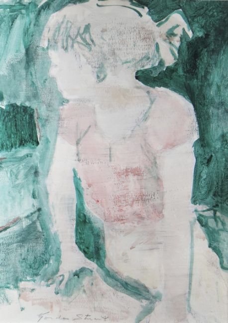Gordon Stuart | Portrait of a girl with green background, | MutualArt