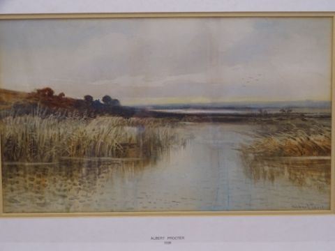 Albert Procter | Marshland with distant gulls in flight (1896) | MutualArt