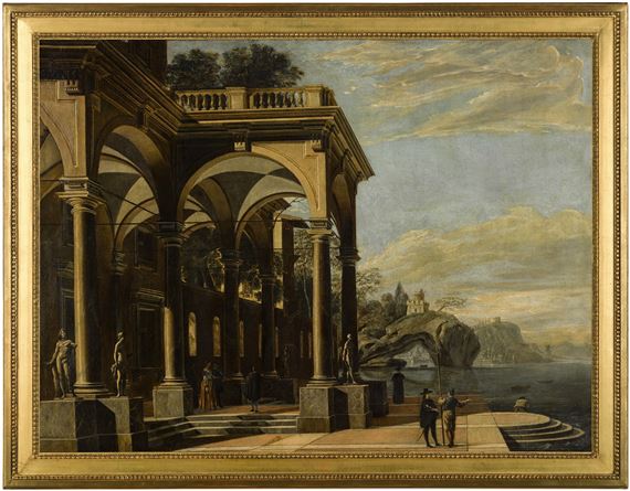 Codazzi Viviano | An architectural capriccio with figures by a ...