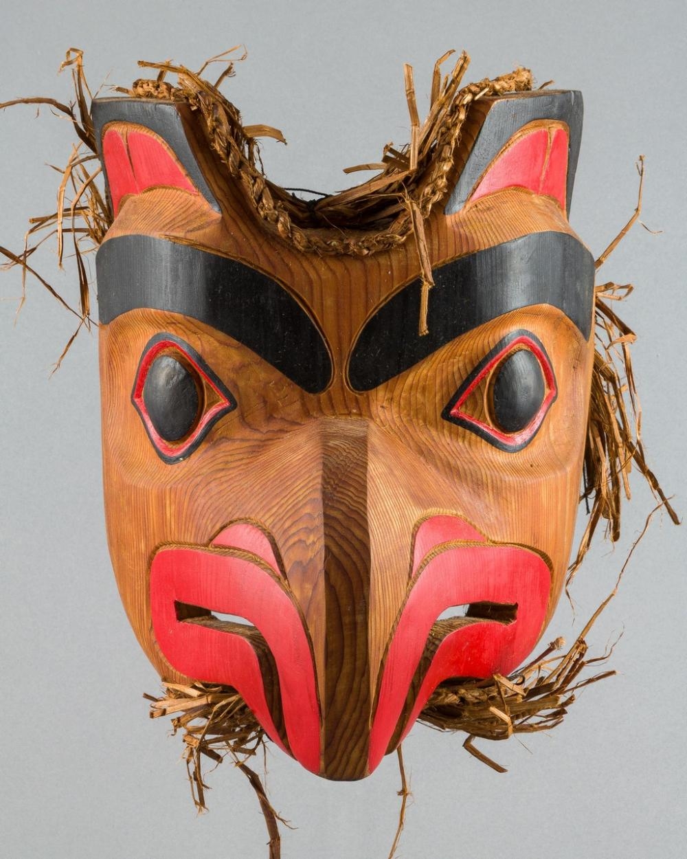 Andy Wesley | a carved and polychromed red cedar Raven mask decorated ...