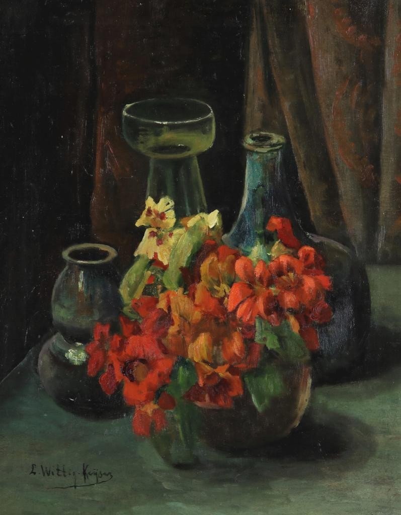 Lucie Keijser | Stil life with flowers and glassware | MutualArt