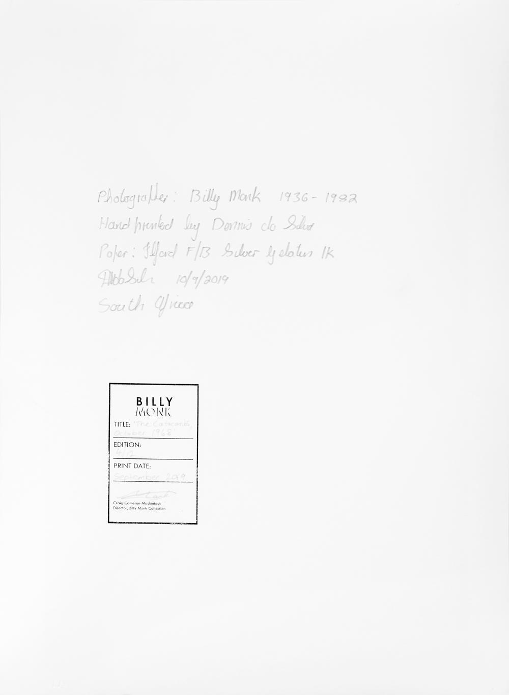 Billy Monk | The Catacombs (1968) | MutualArt