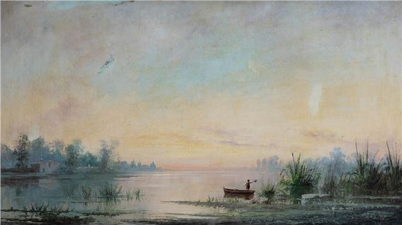 Benet Mercadé | Land­scape of a fish­er­man in the la­goon (1896 ...