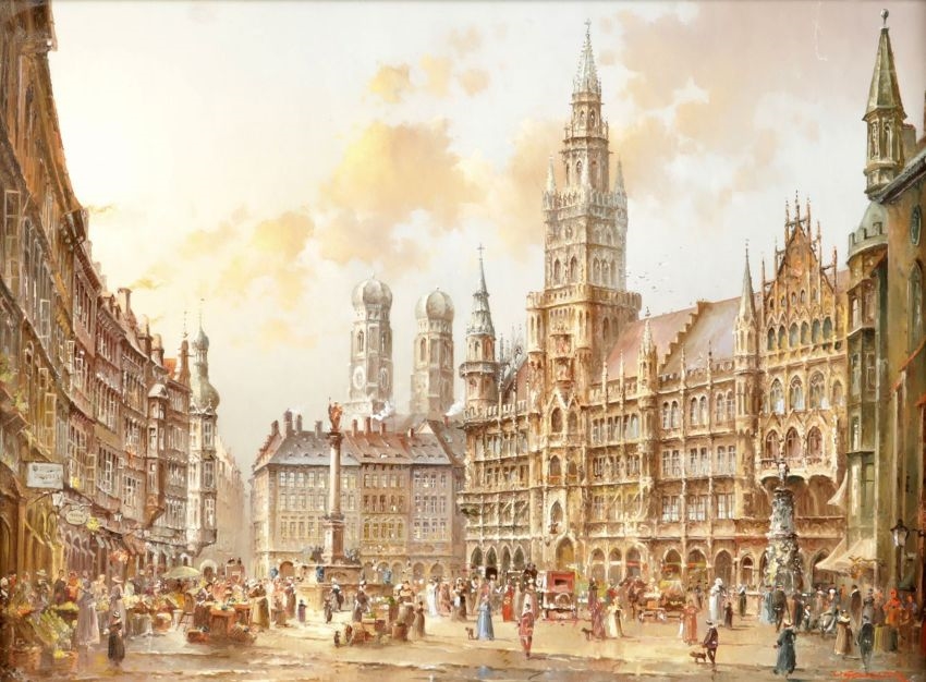 Heinz Scholz | Marienplatz mit Neuem Rathaus und Frauenkirche | MutualArt