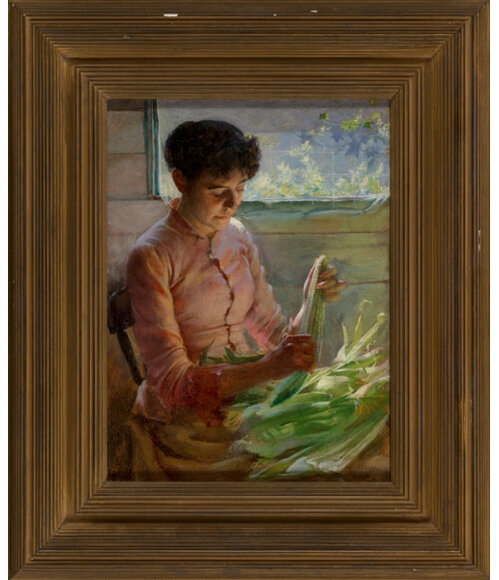 Charles Courtney Curran | Shucking Corn (1891) | MutualArt