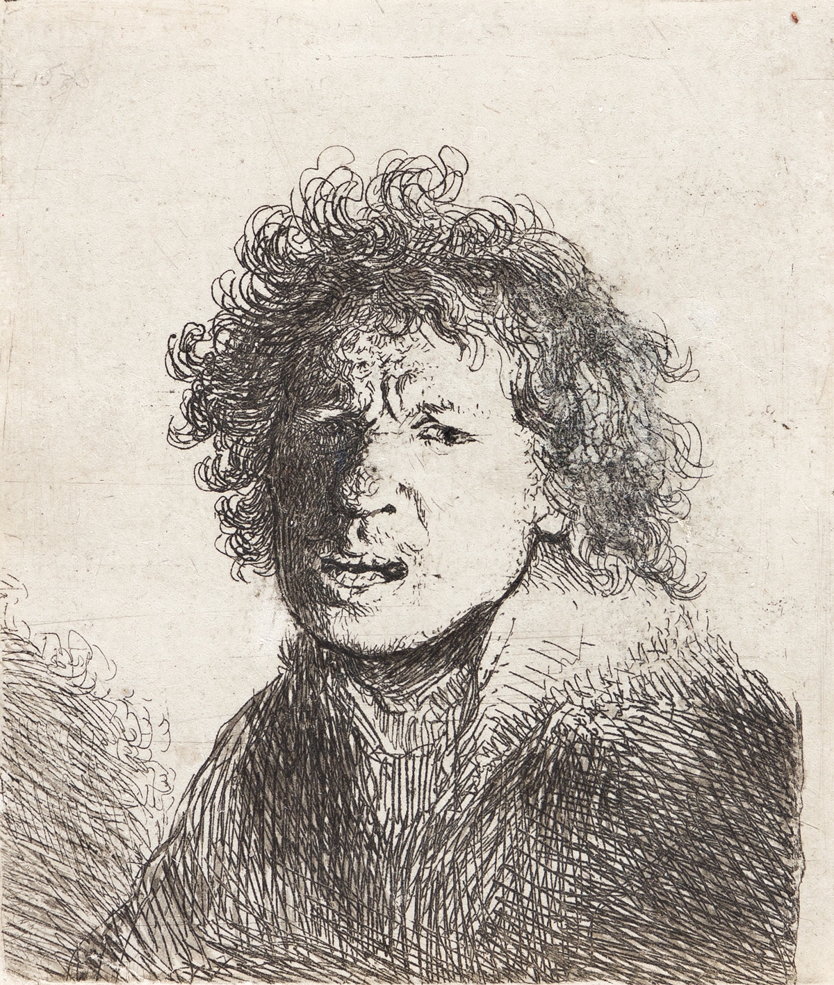 Rembrandt van Rijn | Self Portrait Frowning: Bust (1630) | MutualArt