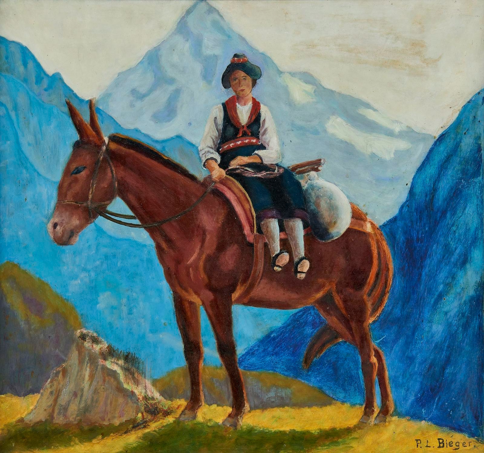 Paul Leon Bleger | Paysanne du Val d’Hérens et mulet devant la Dent ...