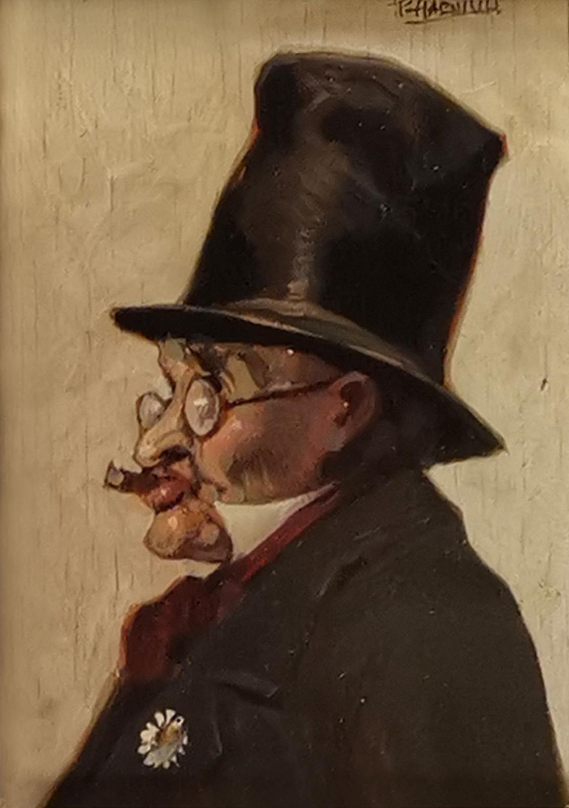 Paul Wilhelm Harnisch | Portrait caricaturale d'homme au chapeau haut ...