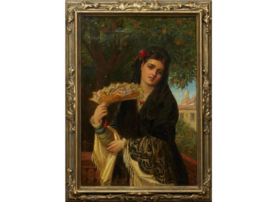 Arthur Howes Weigall | Spanish Woman with Fan (1873) | MutualArt