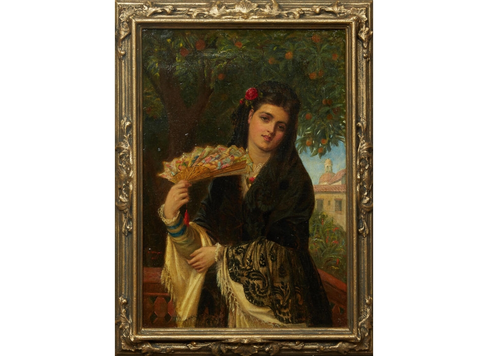 Arthur Howes Weigall | Spanish Woman with Fan (1873) | MutualArt