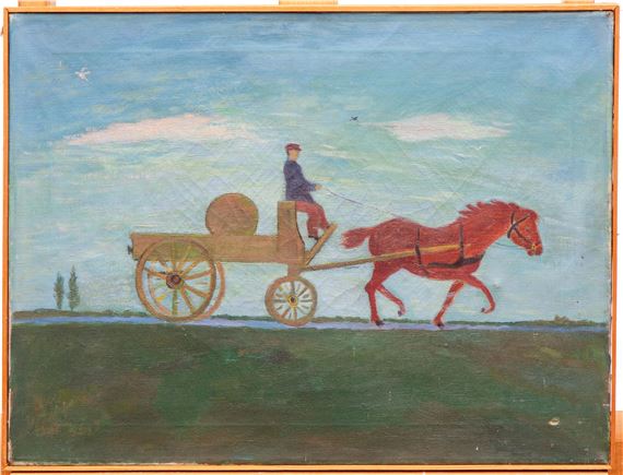 Dirk Breed | Boer op paard en wagen in een landschap | MutualArt