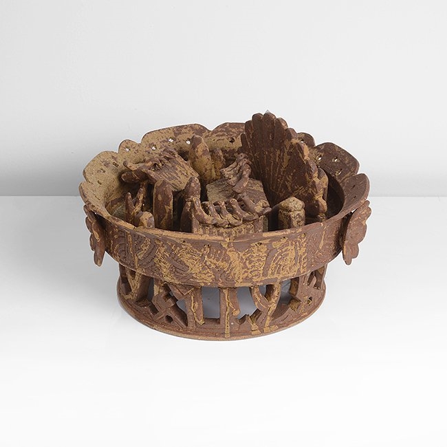 Ian Godfrey | Large Pedestal Bowl with Village | MutualArt