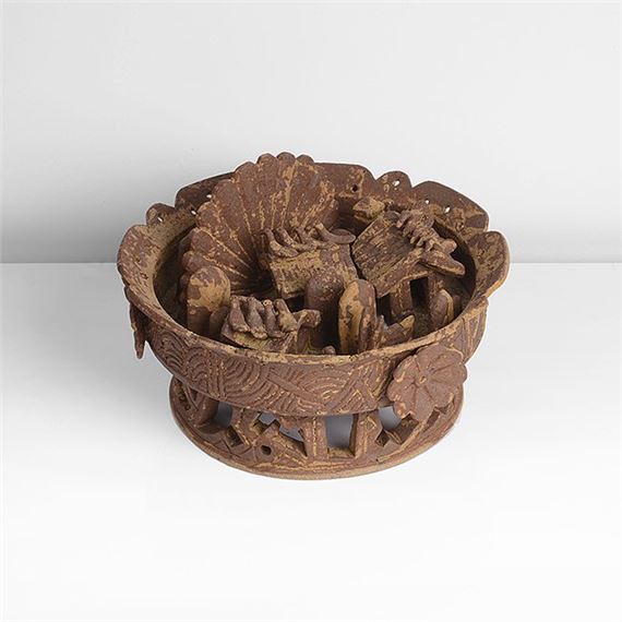 Ian Godfrey | Large Pedestal Bowl with Village | MutualArt