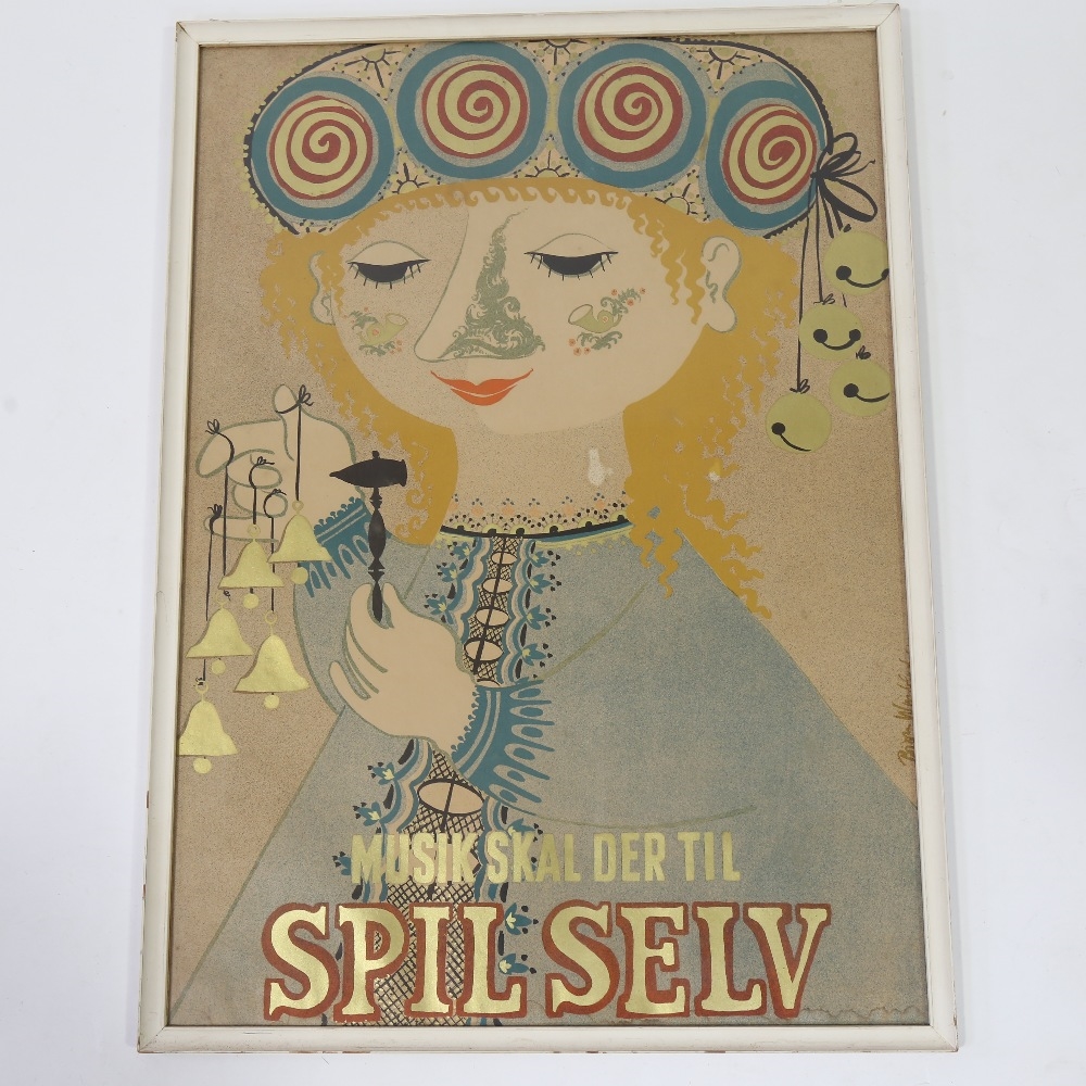 Bjorn Wiinblad | a poster, Musik Skal Der Til Spil Selv (1951) | MutualArt