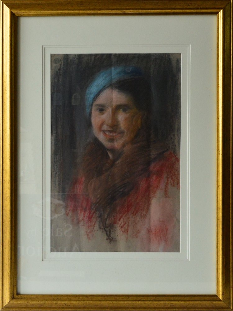 William Apap | Portrait of a girl in blue cap | MutualArt