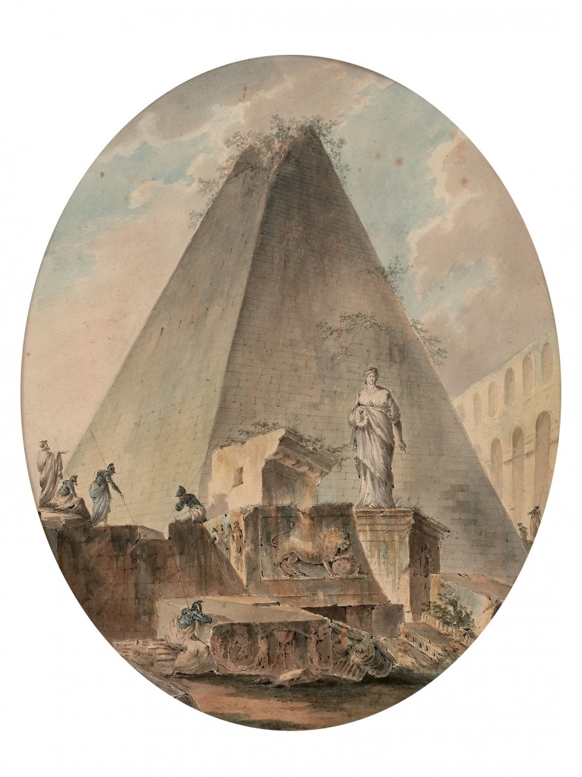 Jean Henry Alexandre Pernet | Caprice architectural avec la pyramide de ...