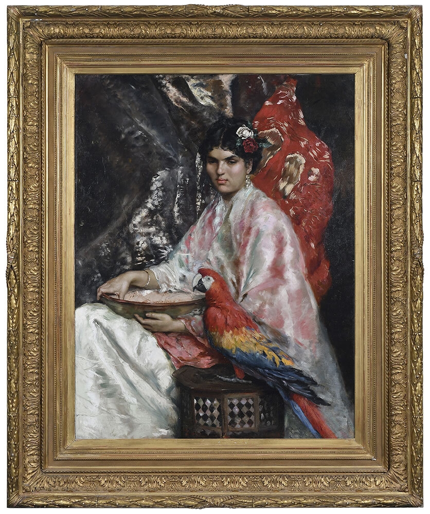 Julius L. Stewart | Lady with a Parrot | MutualArt