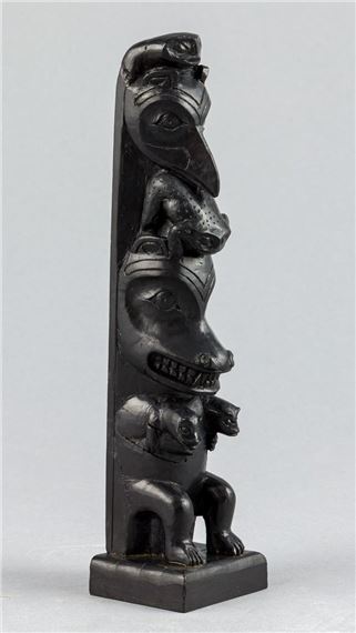 Robert Charles Davidson | a carved argillite pole depicting Frog ...