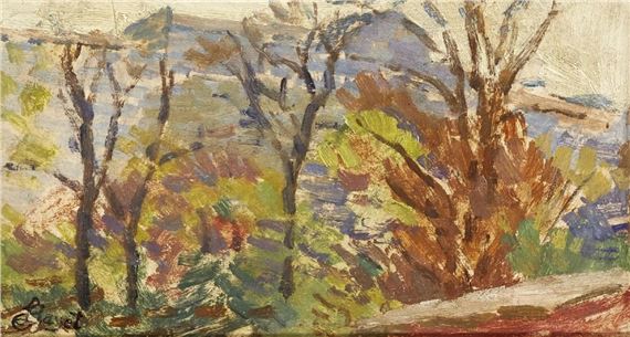 Louis Hayet | Les arbres rouge | MutualArt