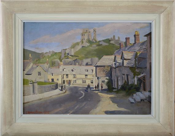 Stephen Bone | Corfe Castle Waiting for the Bus (1948) | MutualArt