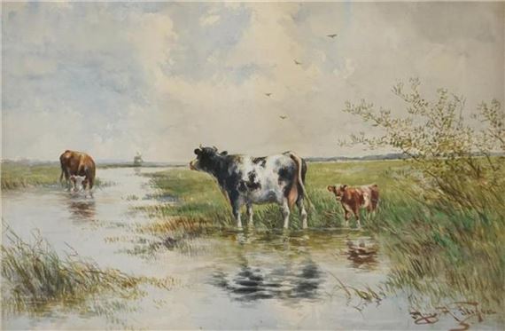 Hugo Anton Fisher | Cows Watering | MutualArt