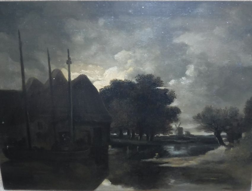 John Crome | River scene near Norwich with barge in foreground ...