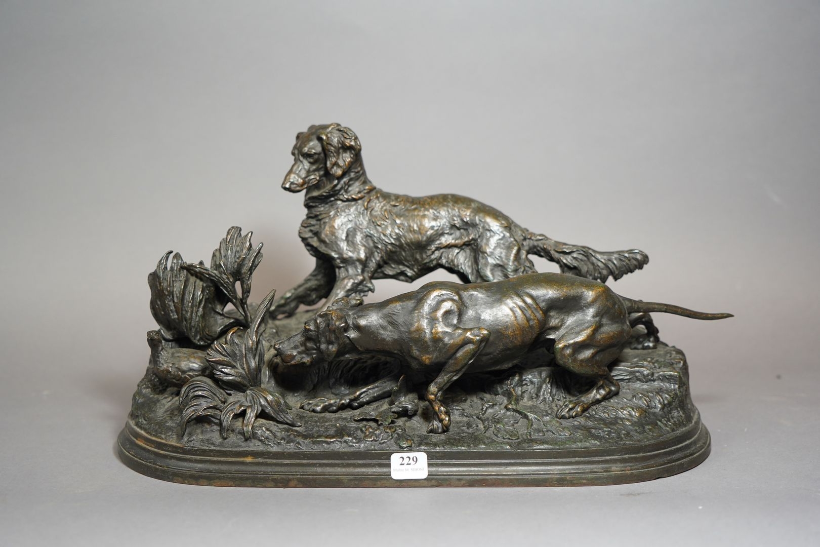 Pierre-Jules Mene | Hunting dogs and pheasant (1847) | MutualArt
