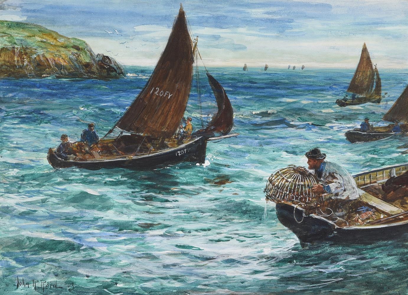 John Robertson Reid | A Cornish fishing fleet (3) | MutualArt