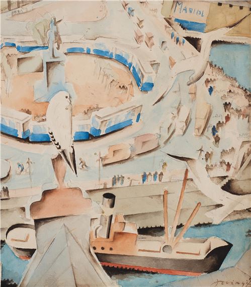 Torsten Jovinge | View over Slussen and Södermalm (1928) | MutualArt