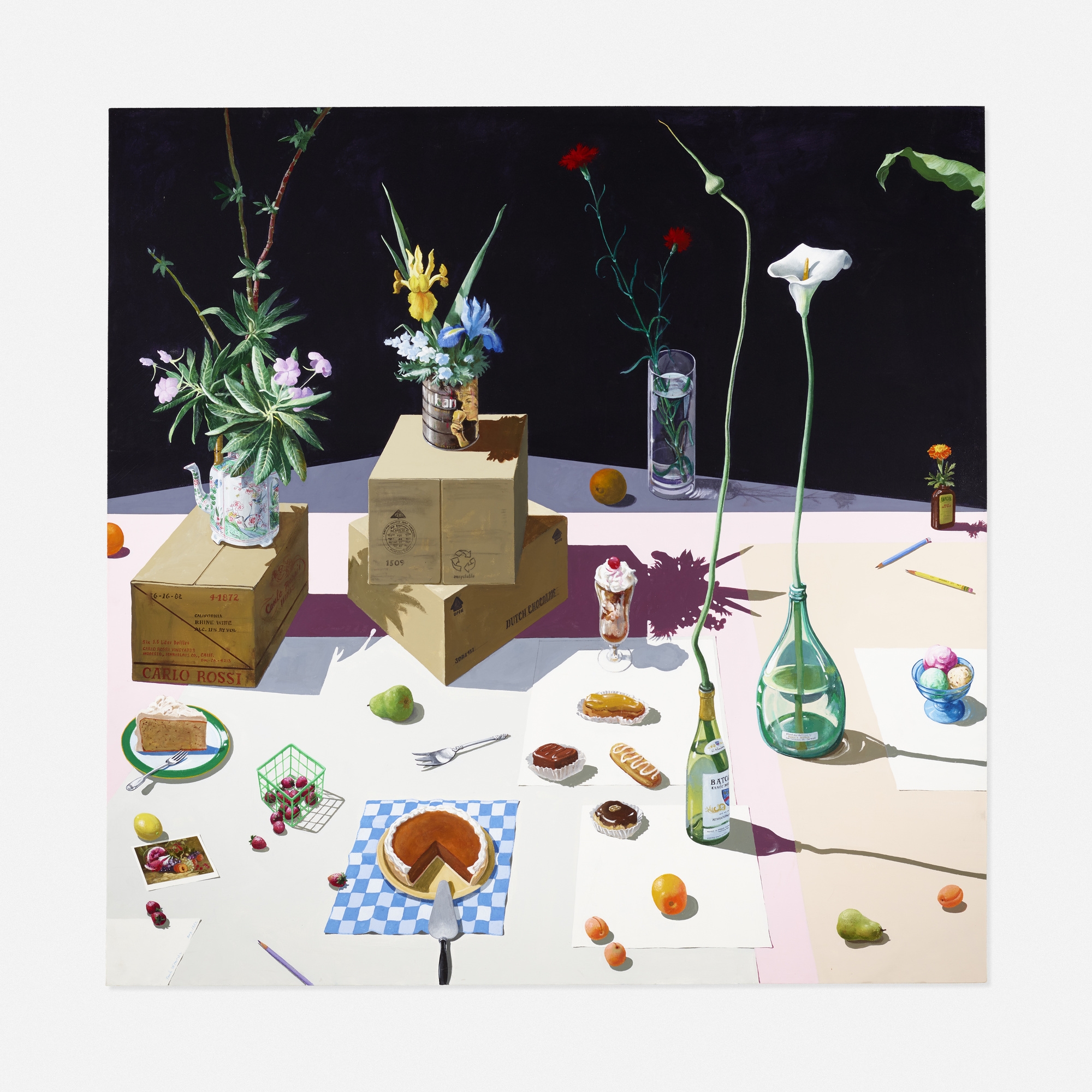 Paul Wonner | Dutch Still Life with Flowers Cartons and Desserts (1982 ...