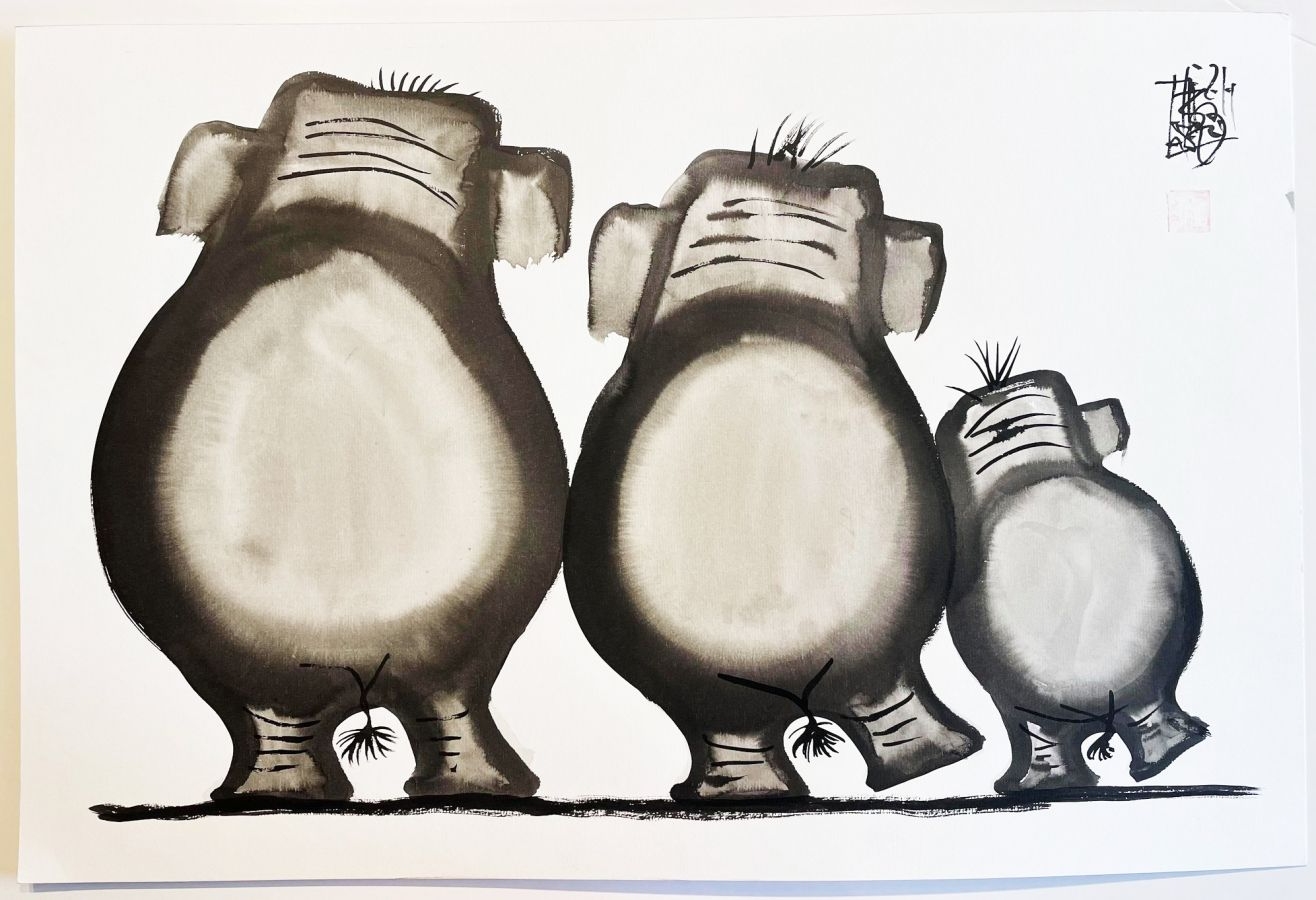 Laszlo Tibay | Family of elephants | MutualArt