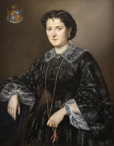 Pimen Nikitich Orlov | Portrait of Natalie Baggavut (?). On a balcony ...