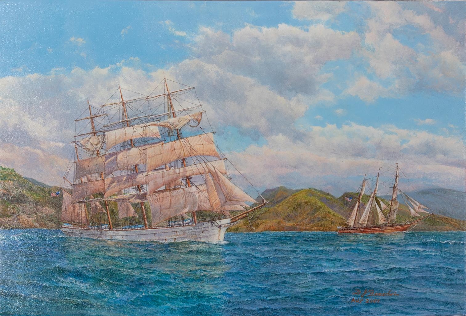 David Beaudoin | Marine Scene with Square-Rigged Ships (2001) | MutualArt
