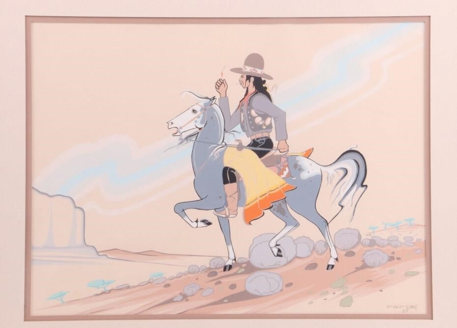 Robert Chee | Native American man on a horse trotting in the desert ...