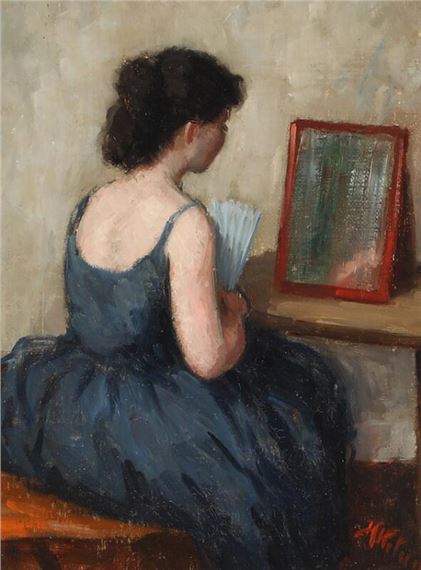 Helge Helme | Portrait of young back turned woman | MutualArt