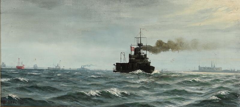 Christian Benjamin Olsen | The ironclad warship Skjold in Øresund (1901 ...