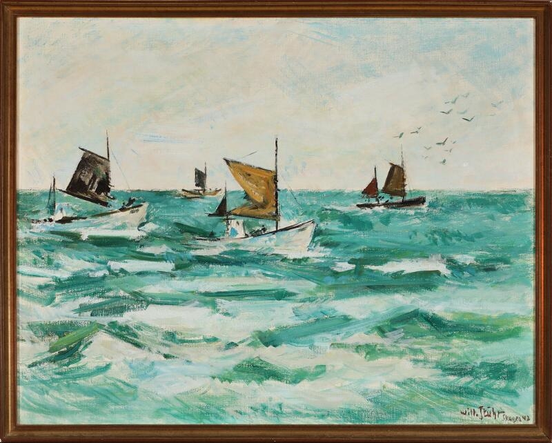William Stuhr‏ | Seascape with sailing ships at Skagen (1942) | MutualArt
