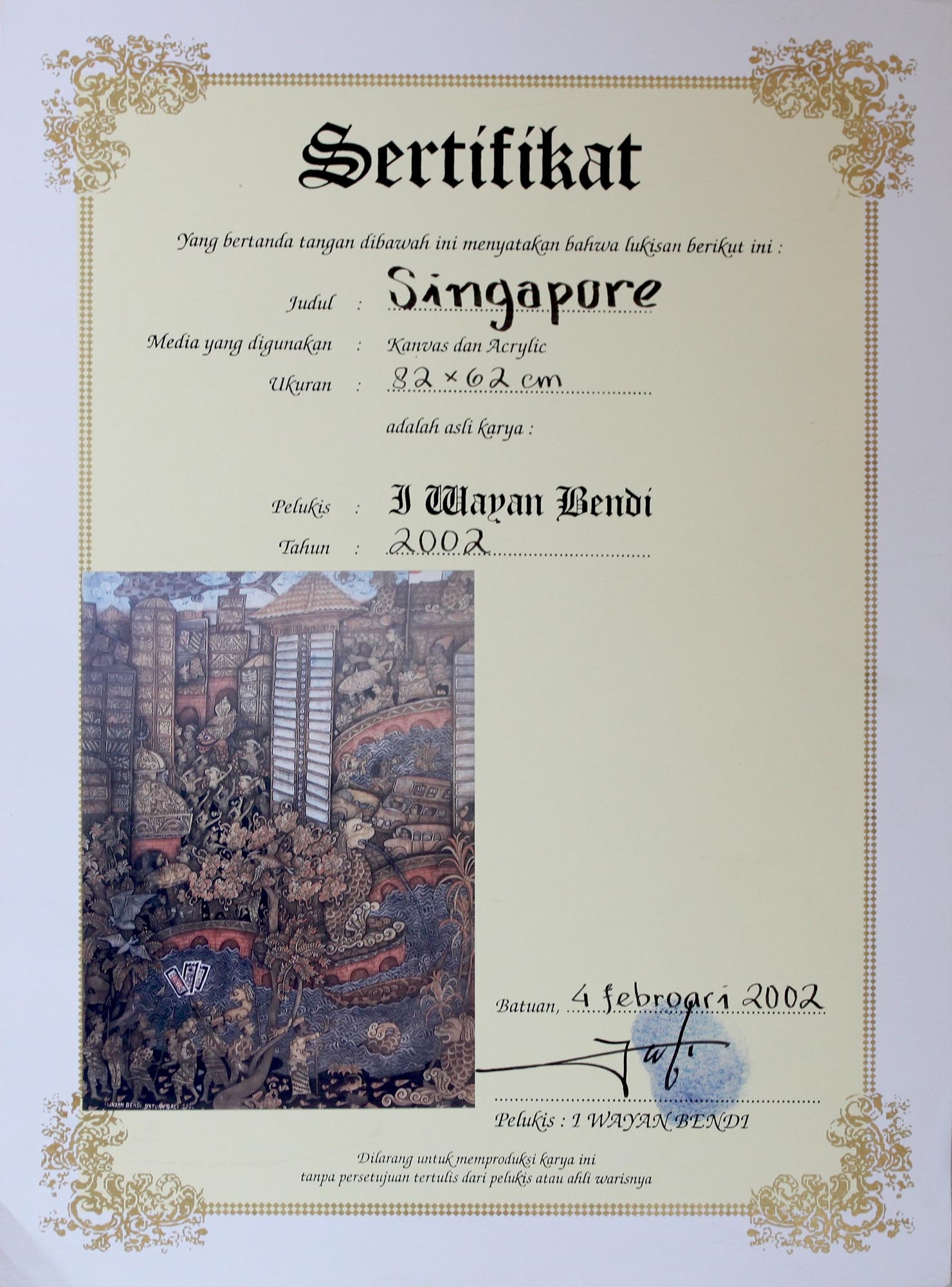 Wayan Bendi | Singapore (2002) | MutualArt