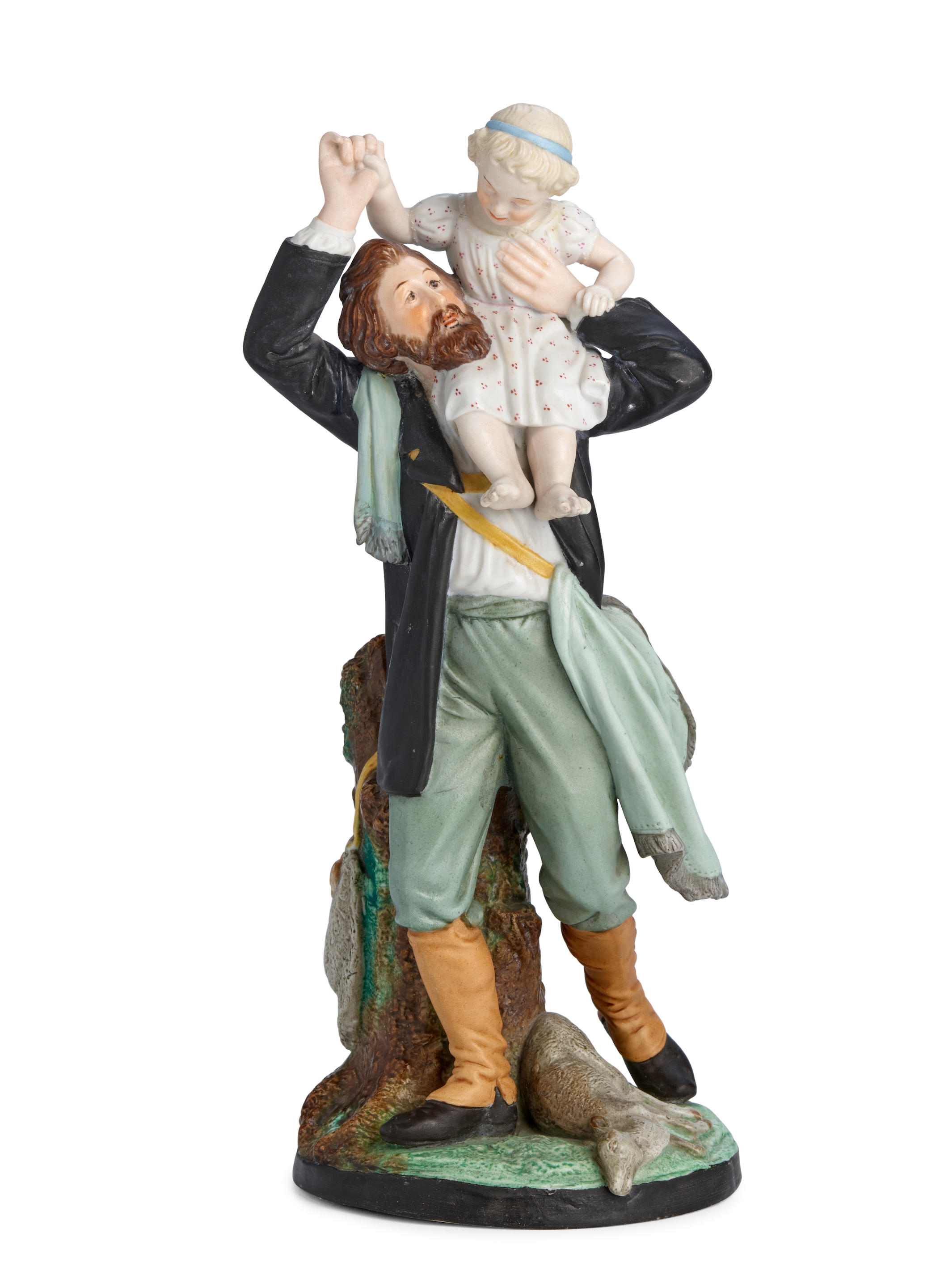 August Karl Spiess | A LARGE PORCELAIN GROUP OF A HUNTER AND A LITTLE ...