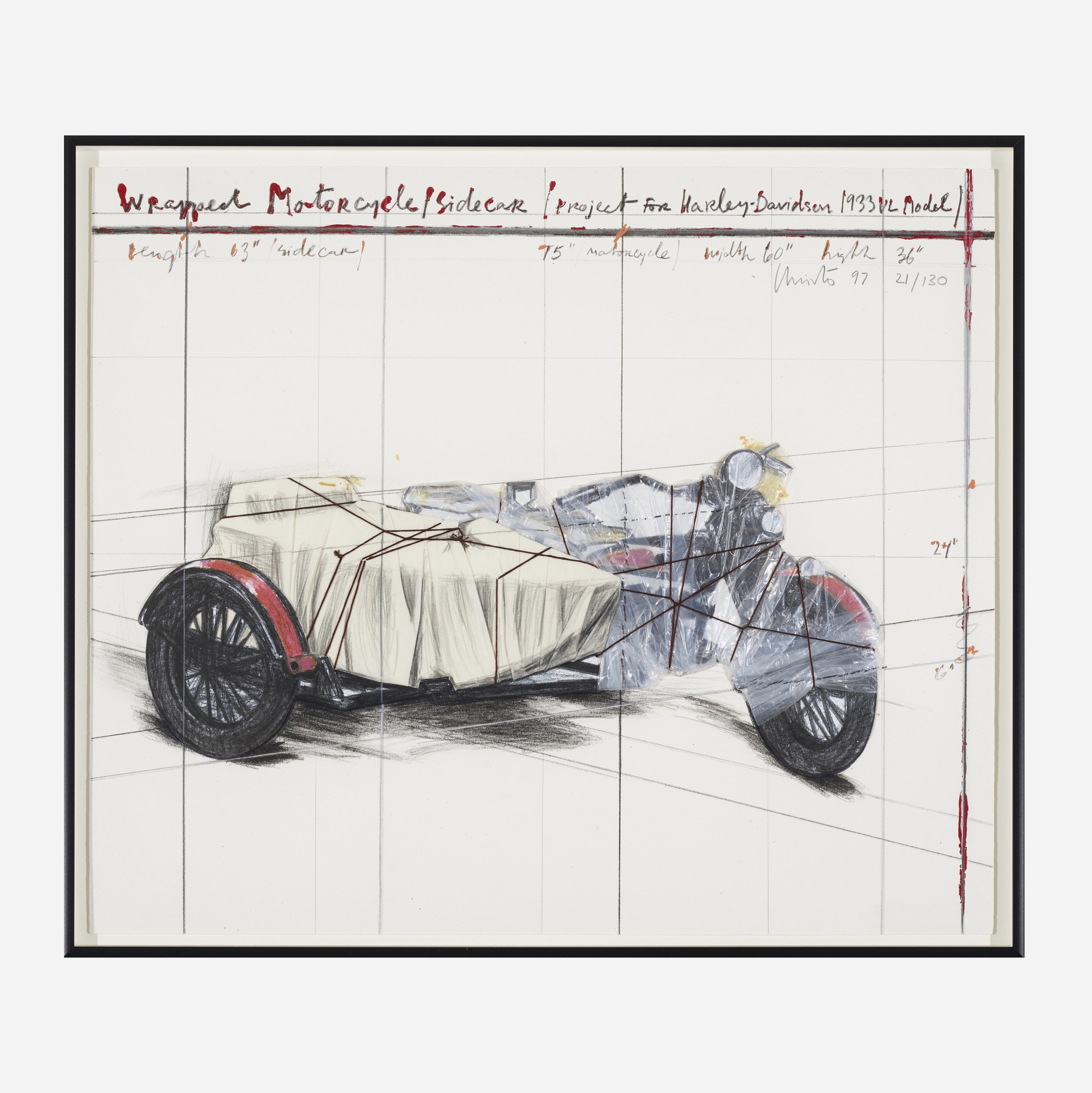 Christo | Wrapped Motorcycle/Sidecar (project for Harley-Davidson,1933 ...