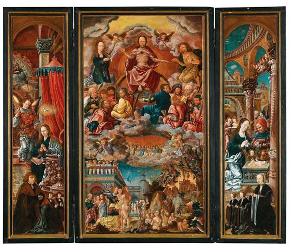 Rhenish School, 15th Century | A Triptych with the Last Judgment (central panel), the ...