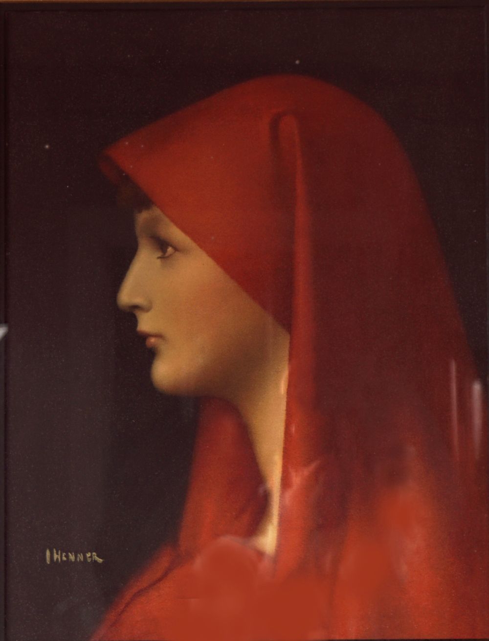 Jean-Jacques Henner | Portrait of a lady with a red scarf | MutualArt