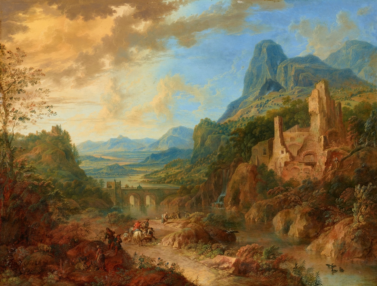 Jan Griffier I | Wide River Landscape with Ruins | MutualArt