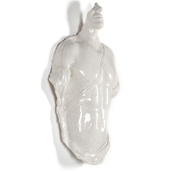 S. Porter | Raku Wall Sculpture of a Male Torso | MutualArt