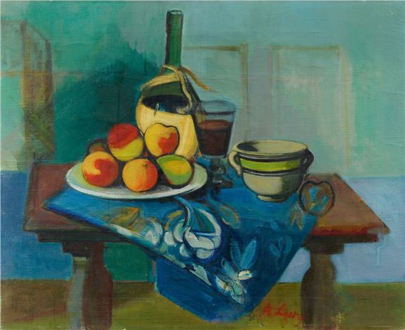 Rudolf Levy | Natura morta con fiasco (1941) | MutualArt