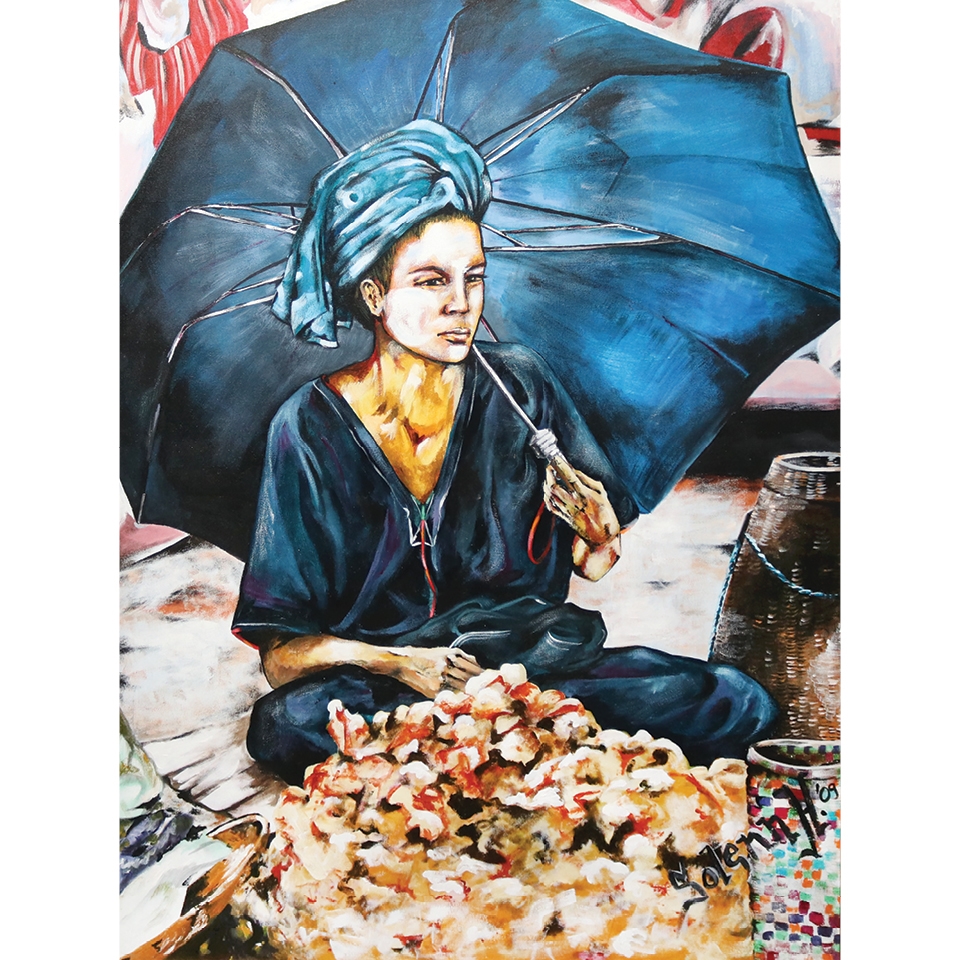 Solenn Heussaff | Woman with Blue Umbrella (2009) | MutualArt