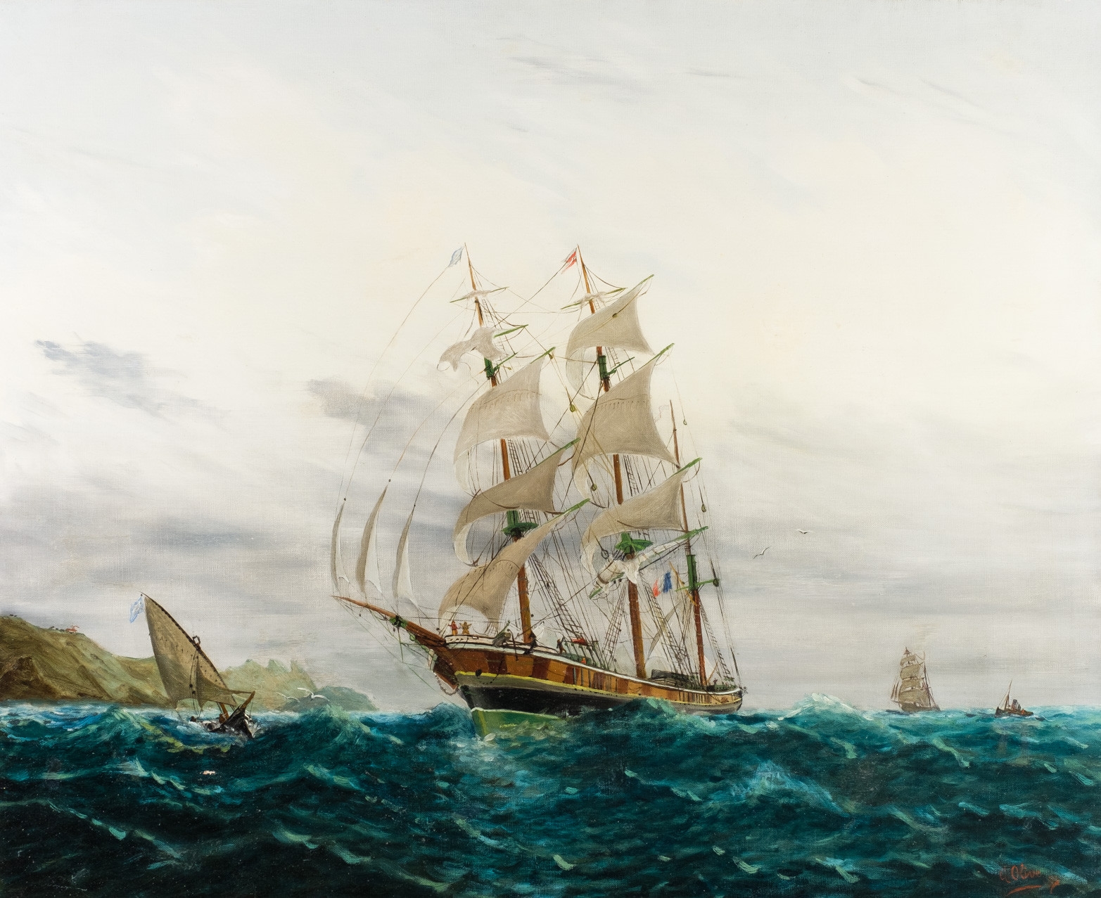 Ceferino Olivé | Marina con naves | MutualArt